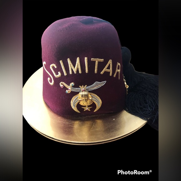 Accessories | Vintage Shriners Scimitar Fez Hat Jeweled Rhinestone ...